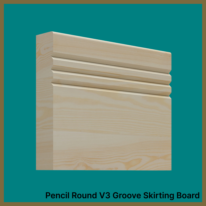 Pencil Round V 3 Groove Pine Skirting Board